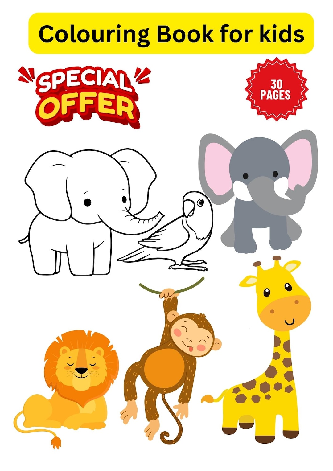 30 Simple Coloring Pages for Kids | Printable Coloring Book | Preschool ...