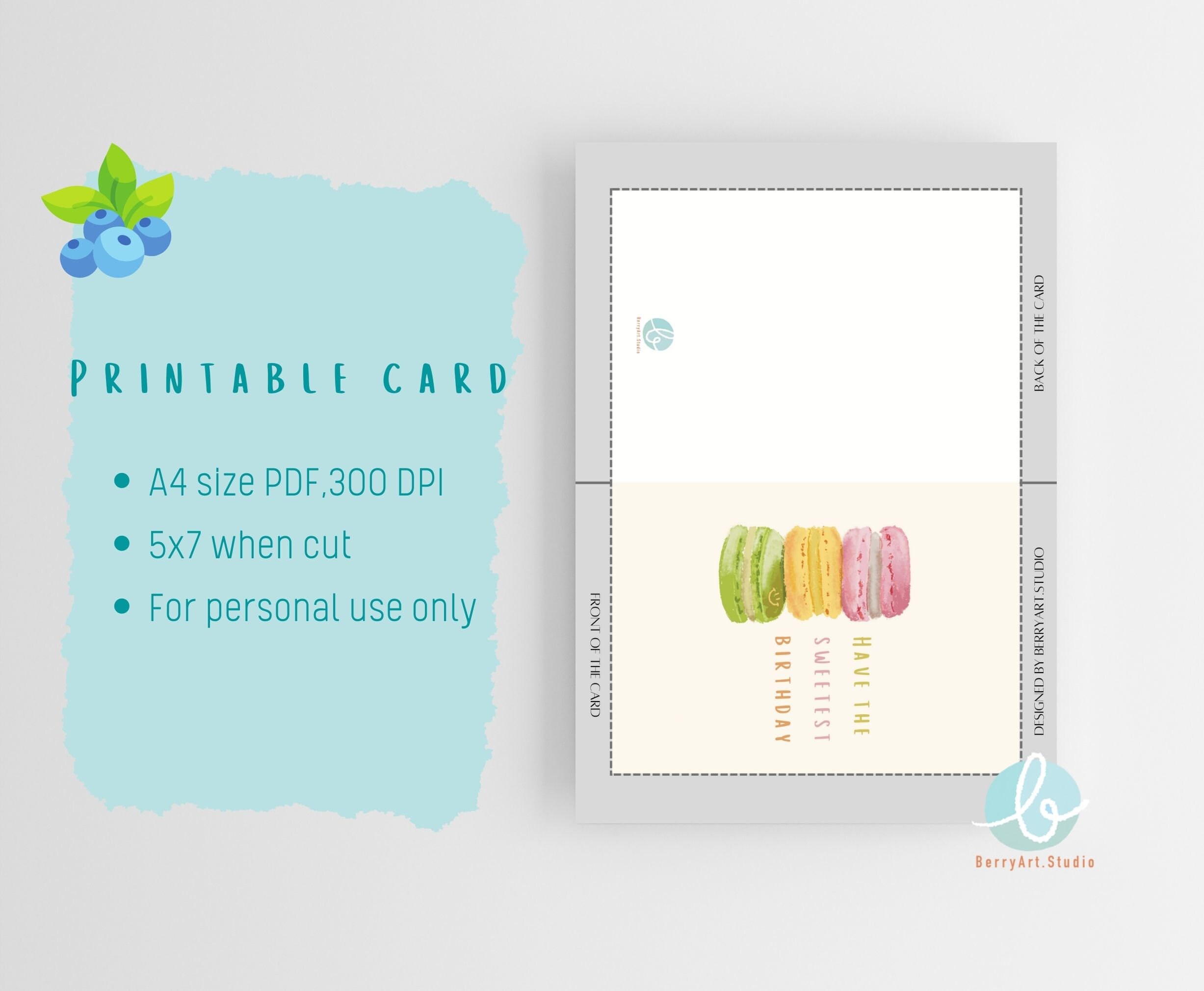Printable Birthday Card Instant Download 7x5 Inch Cards, Birthday Card ...