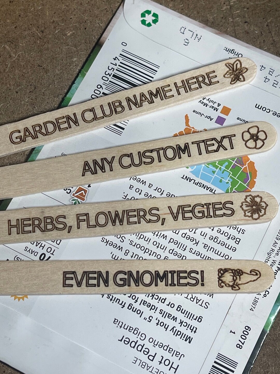 Customizable Personalized Garden Stakes Natural Biodegradable Wood ...