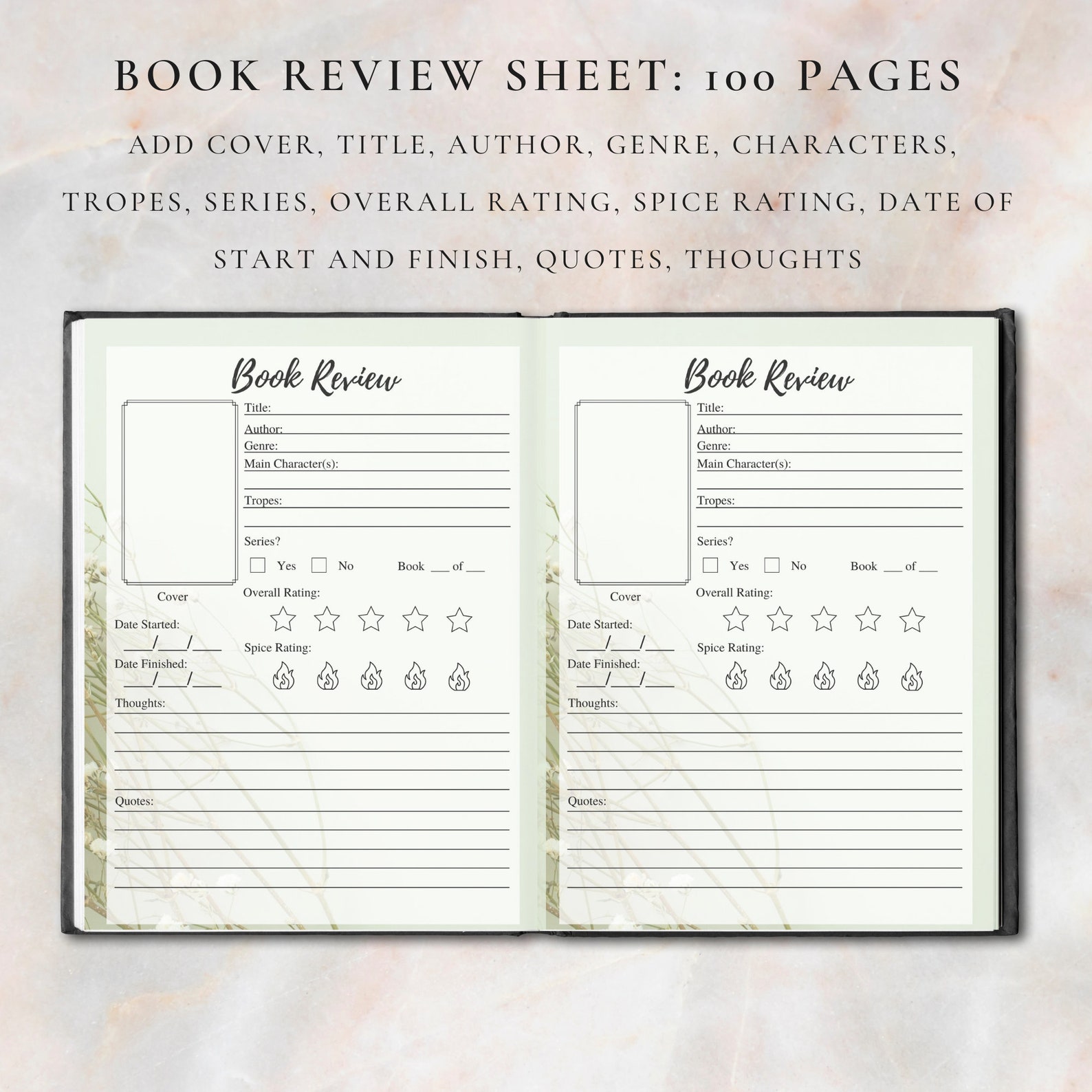 Reading Journal Book Review Booktok Journal Reading - Etsy