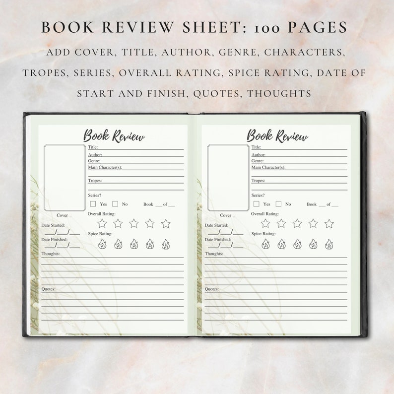 Reading Journal Book Review Booktok Journal Reading - Etsy