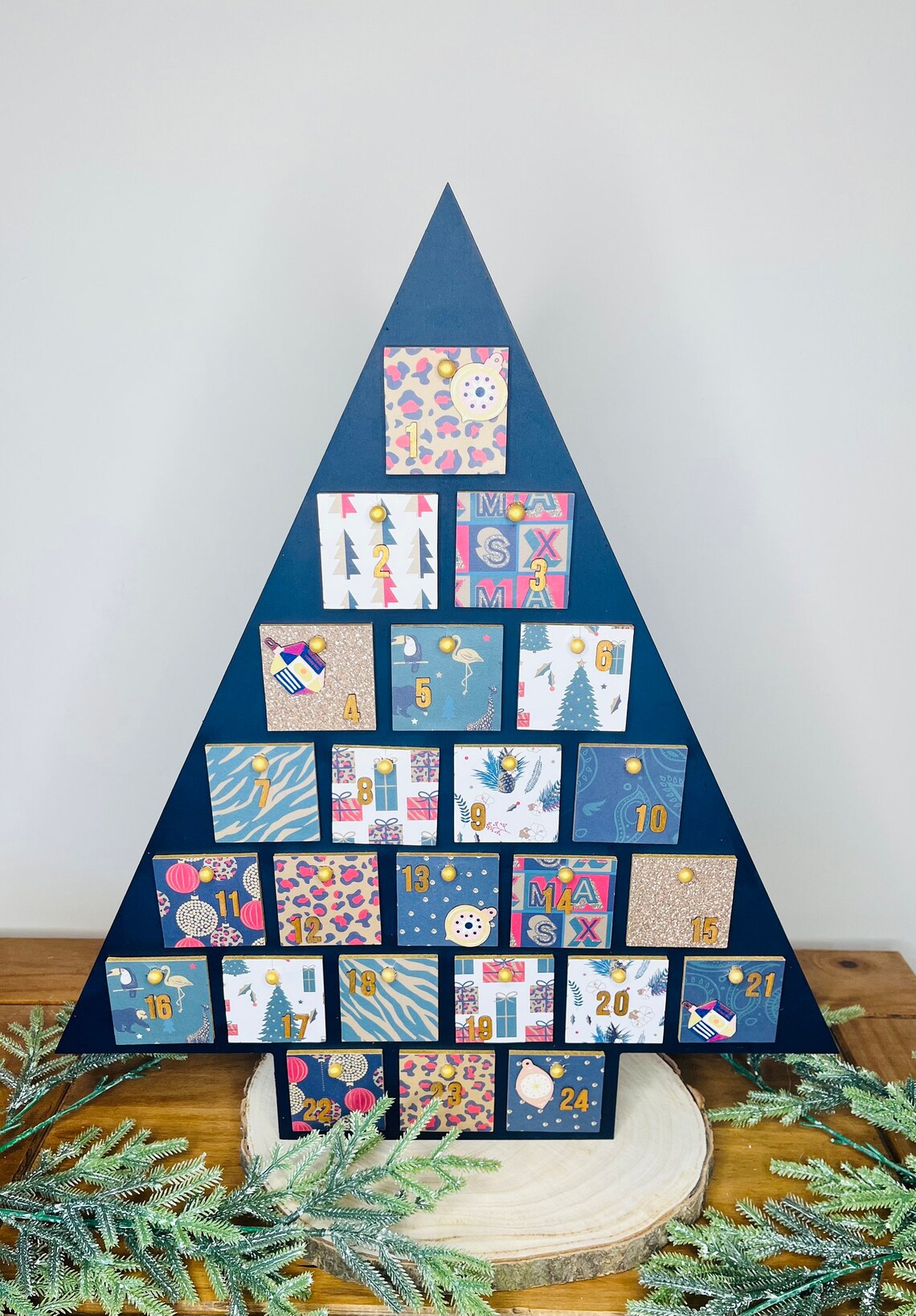 Wooden Advent Calendar With Drawers Christmas Tree Advent - Etsy