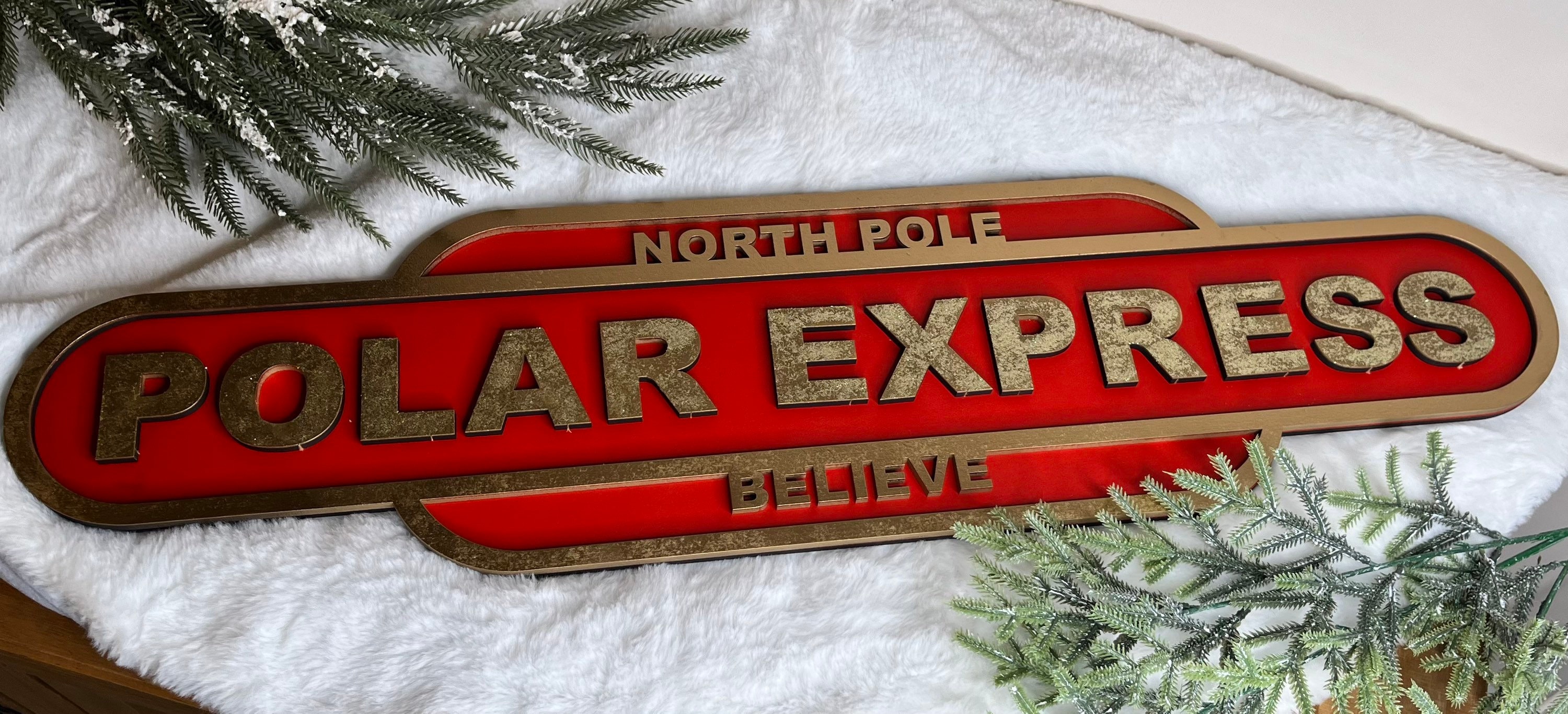 Polar Express Train Sign Red and Gold Polar Express Decorations ...