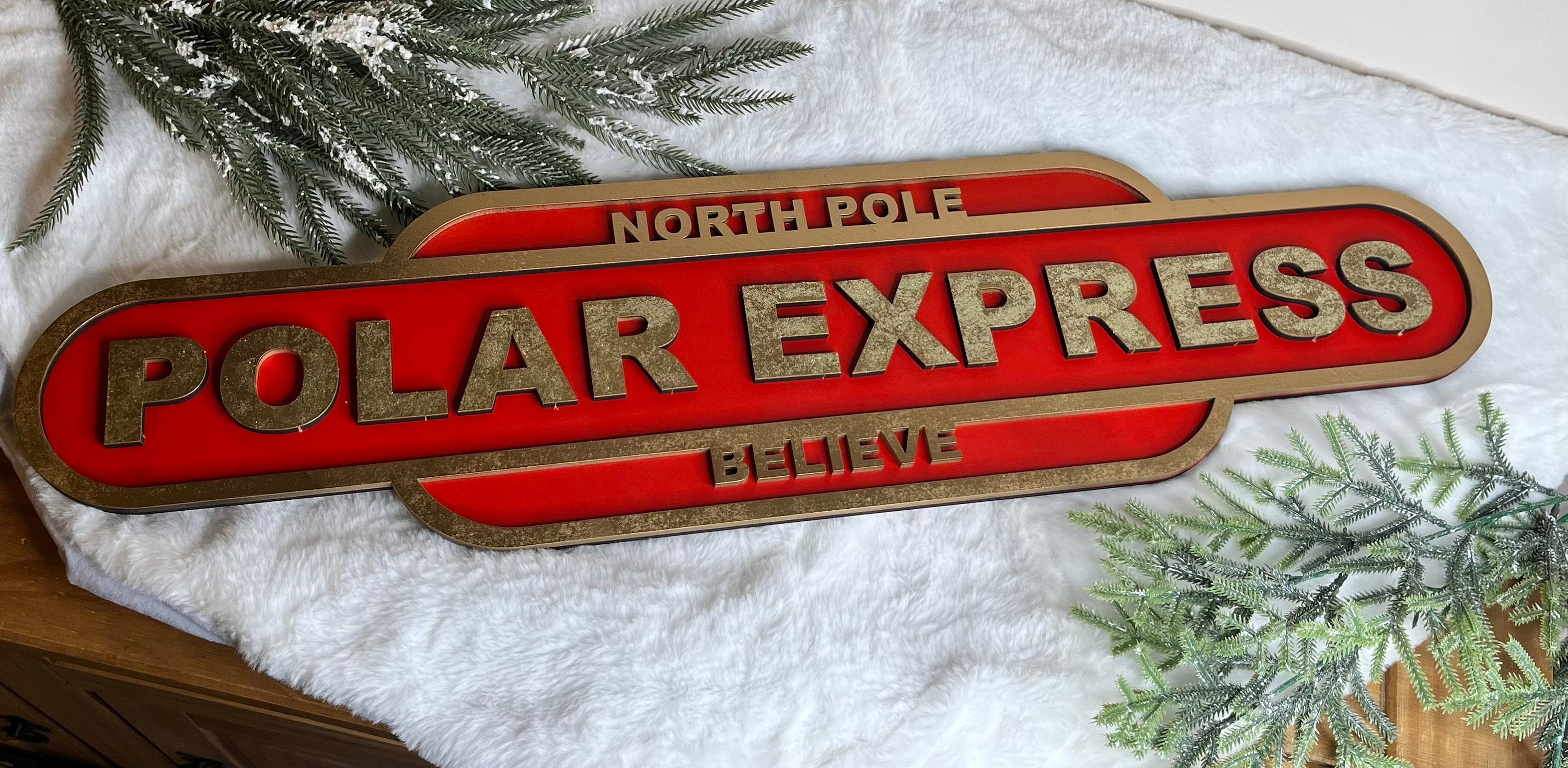 Polar Express Train Sign Red and Gold Polar Express - Etsy UK