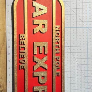 Polar Express Train Sign - Red and Gold Polar Express Decorations ...