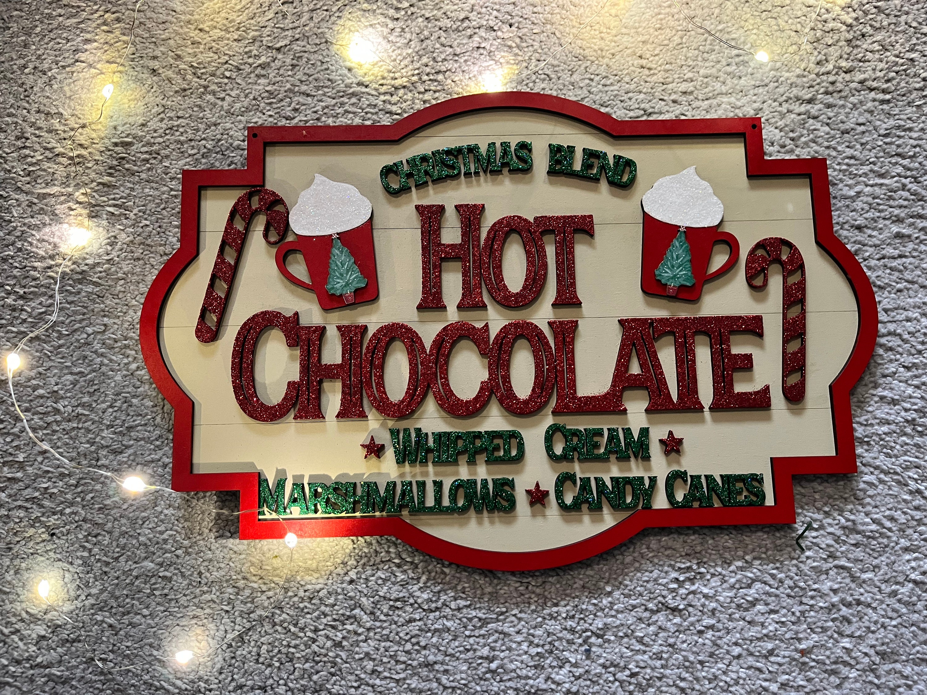 Christmas Hot Chocolate Sign Red and Green Hot Chocolate Station Sign ...