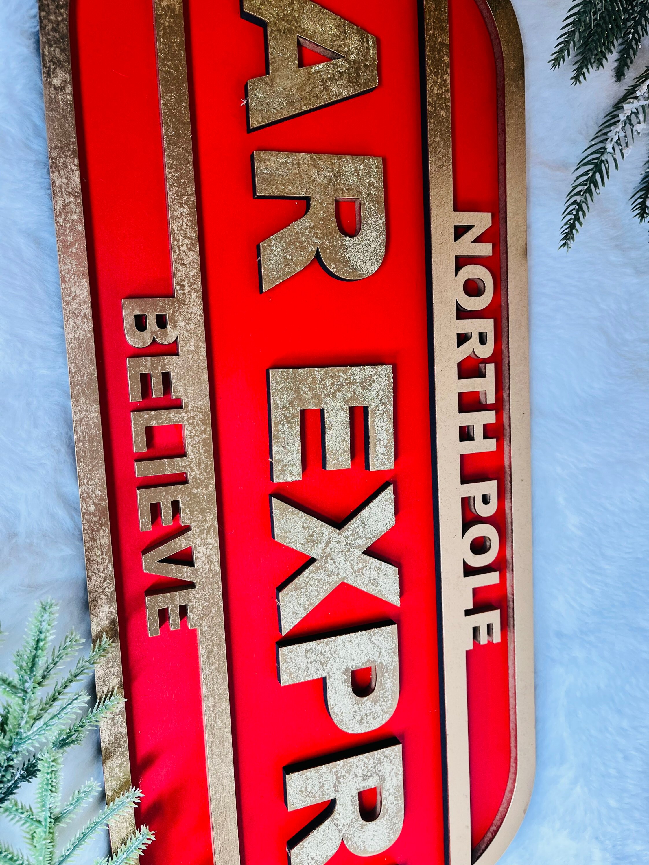 Polar Express Train Sign Red and Gold Polar Express - Etsy UK