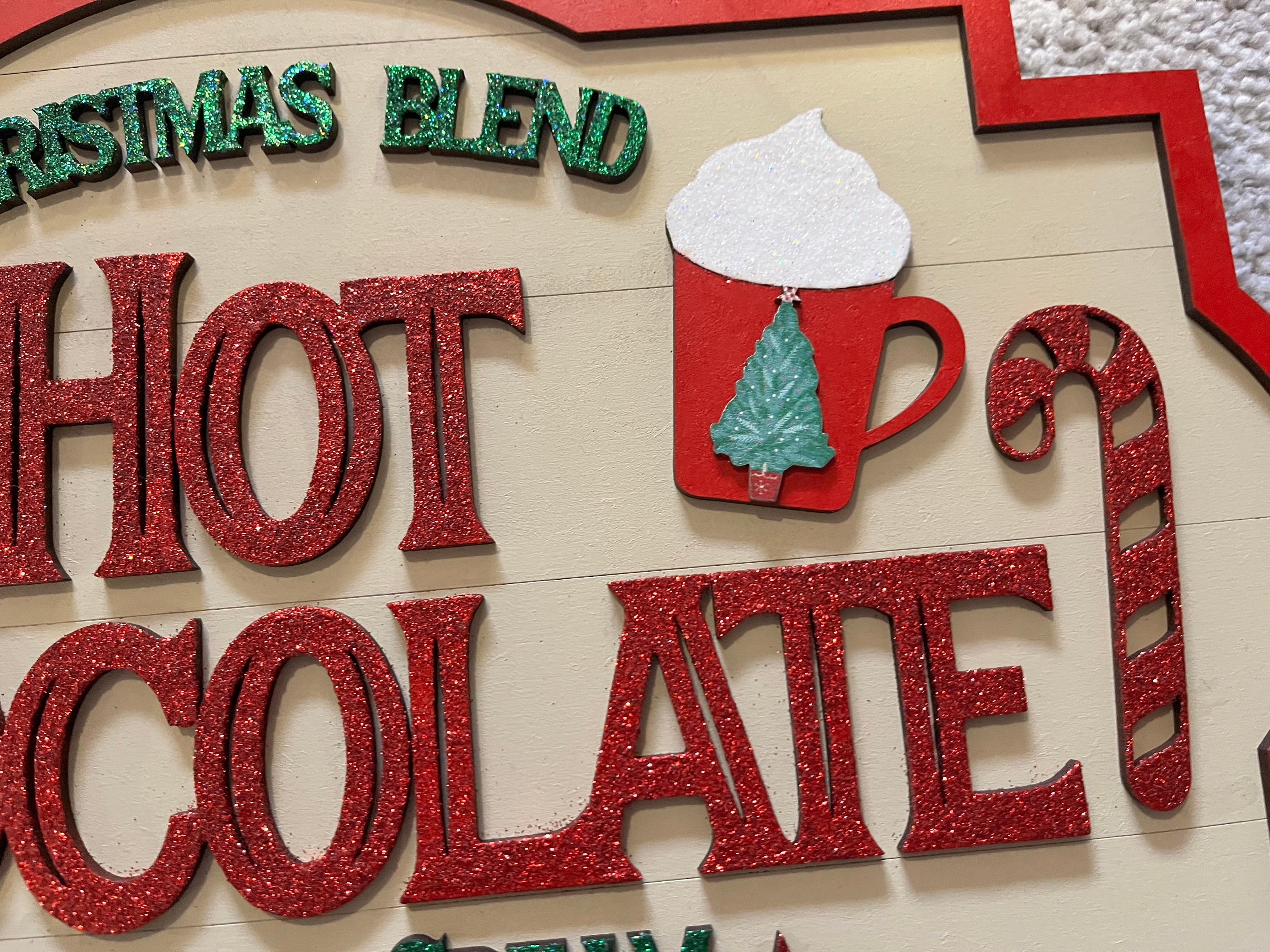 Christmas Hot Chocolate Sign Red and Green Hot Chocolate Station Sign ...