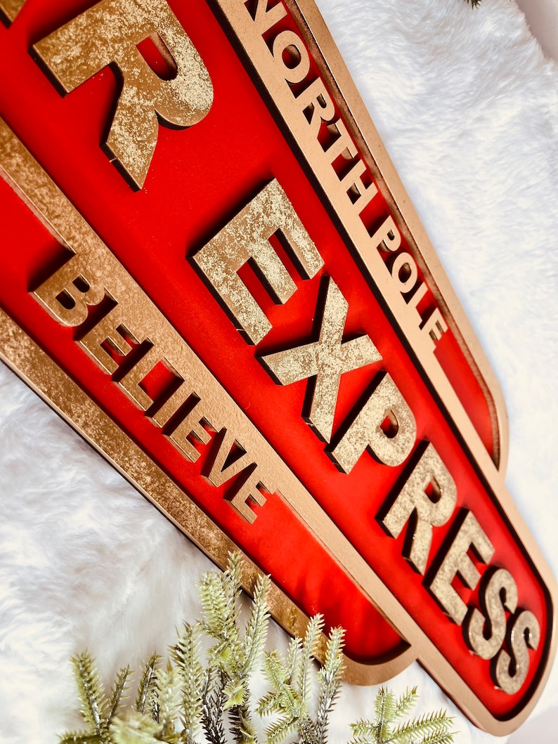 Polar Express Train Sign Red and Gold Polar Express Decorations ...
