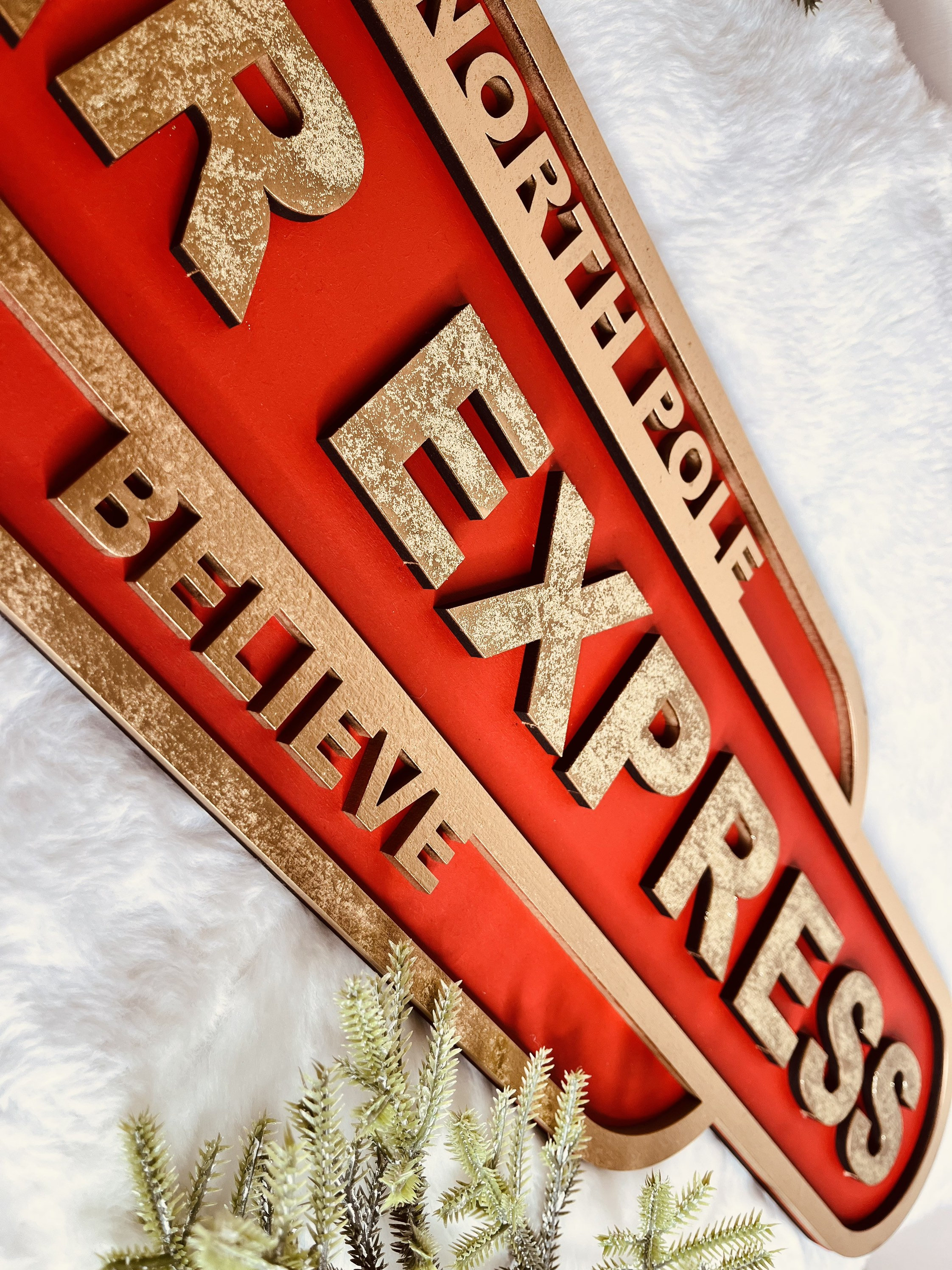 Polar Express Train Sign Red and Gold Polar Express - Etsy UK