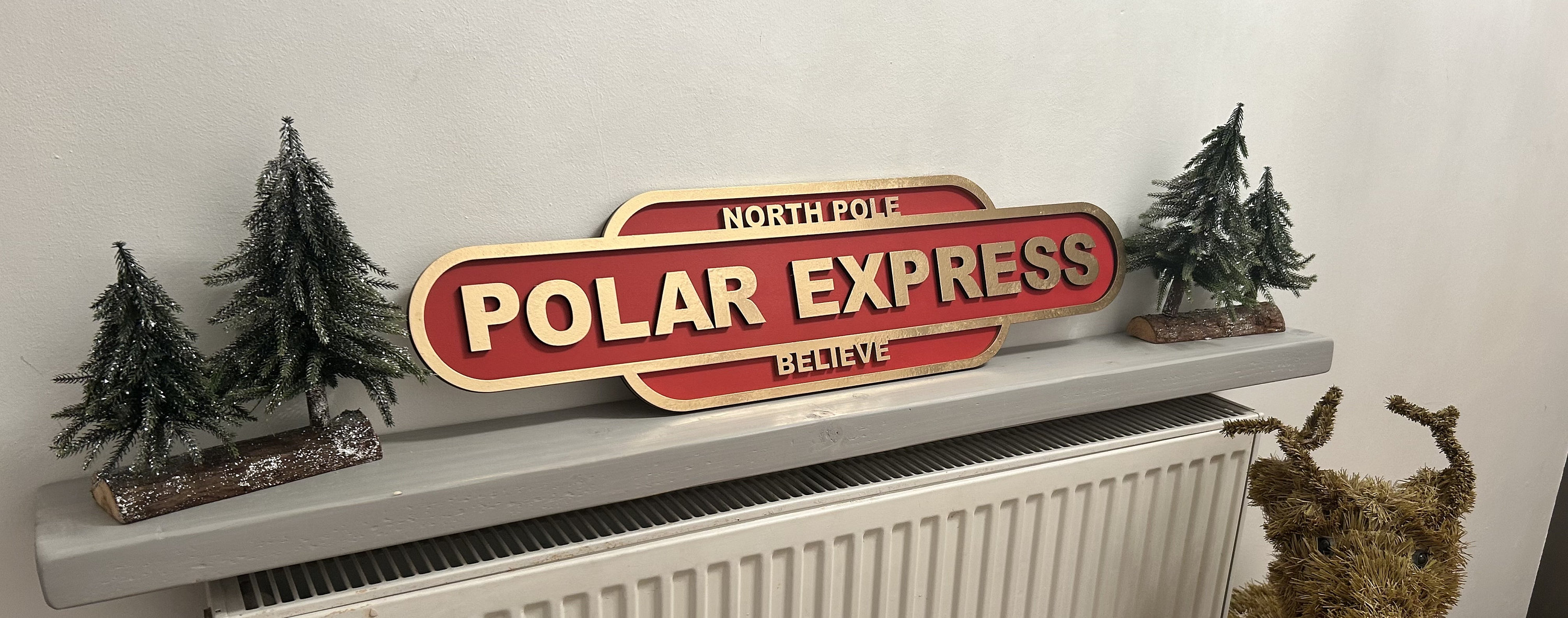 Polar Express Train Sign Red and Gold Polar Express Decorations ...