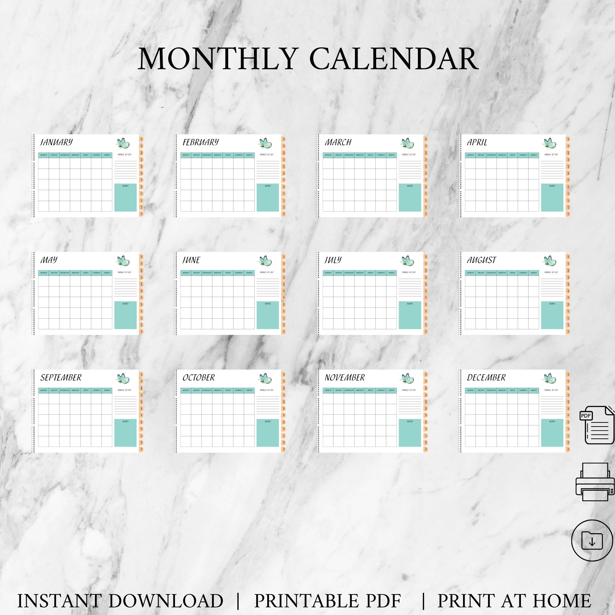 Digital Planer Calendar 2024 Printable Editable Planner Personalized ...