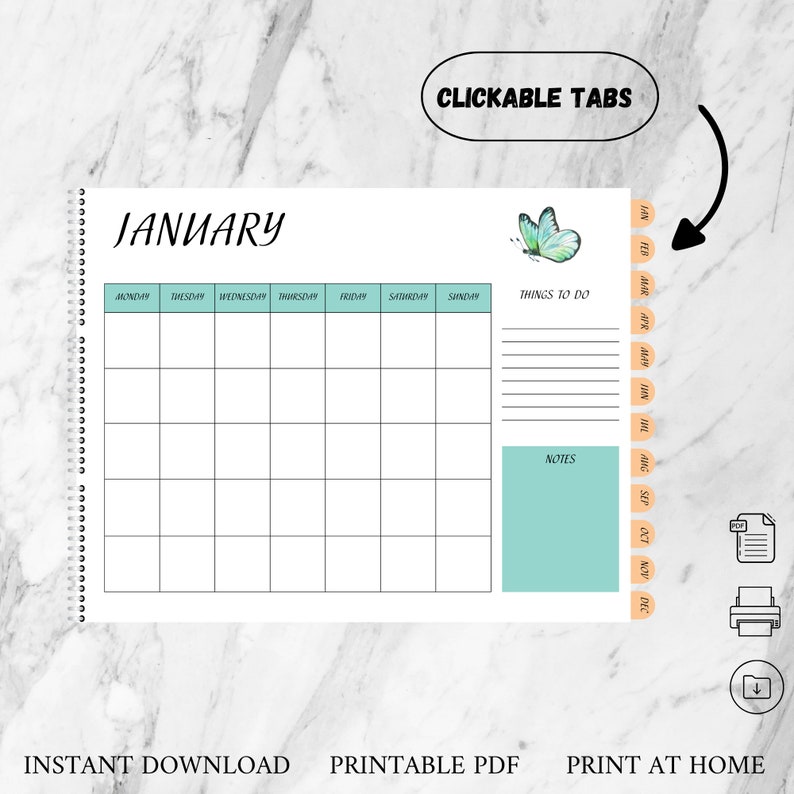 Digital Planer Calendar 2024 Printable Editable Planner Personalized ...