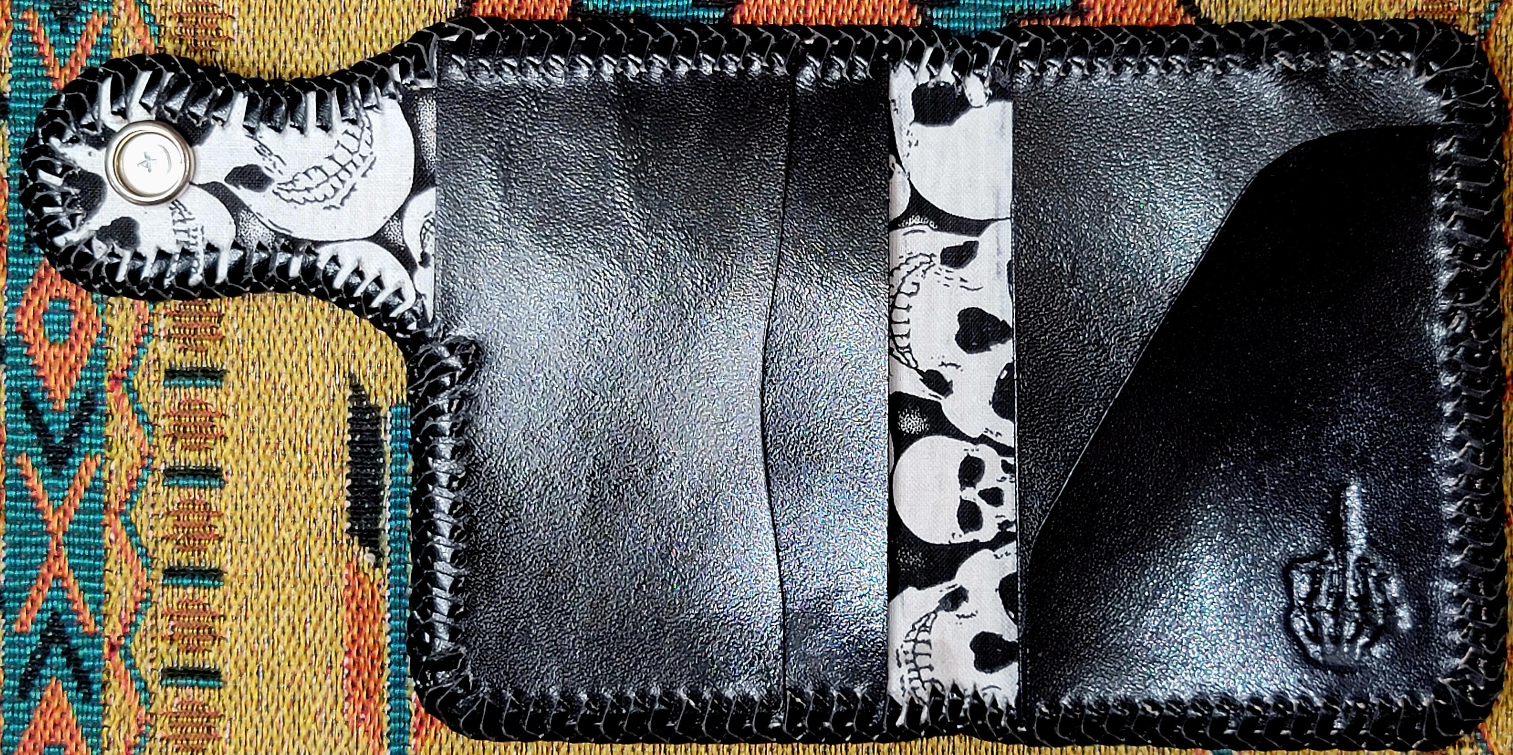 Hand Tooled Hand Painted Leather Front Pocket Skull FTW Wallet - Etsy