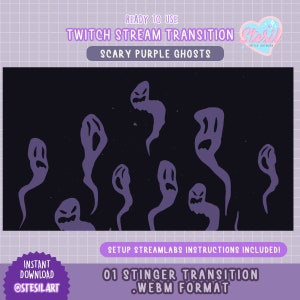 Twitch Stinger Transition / Scary Purple Ghosts / Ghost Halloween Horror Witch Gothic ...