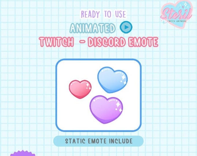 ANIMATED Twitch and Discord Emote / HEARTS Rain / Pink Purple Blue ...