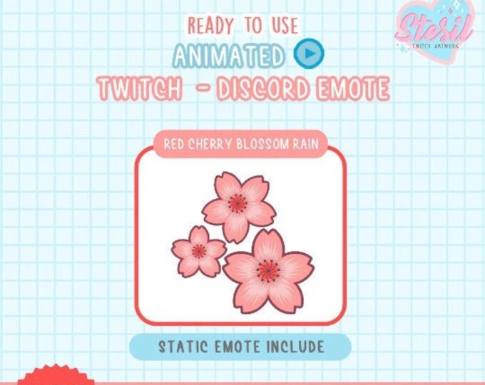 ANIMATED Twitch and Discord Emote / Cherry Blossom / Red Color / Flower ...