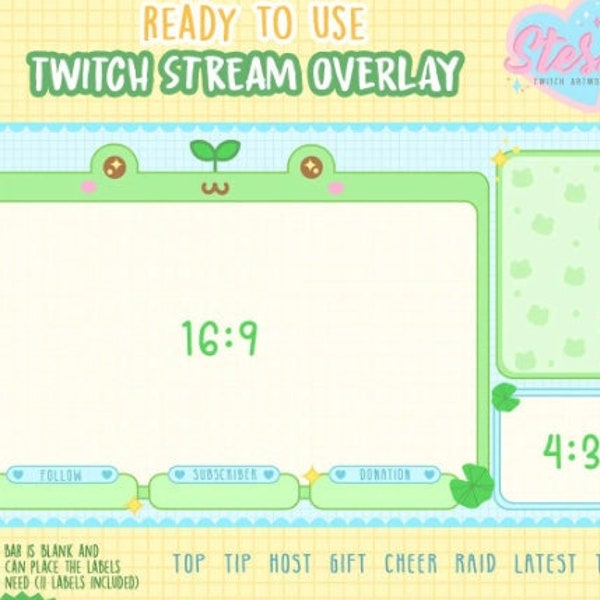02 Twitch Overlays / Aesthetic / Kawaii / Streamer / Paint / Vintage ...