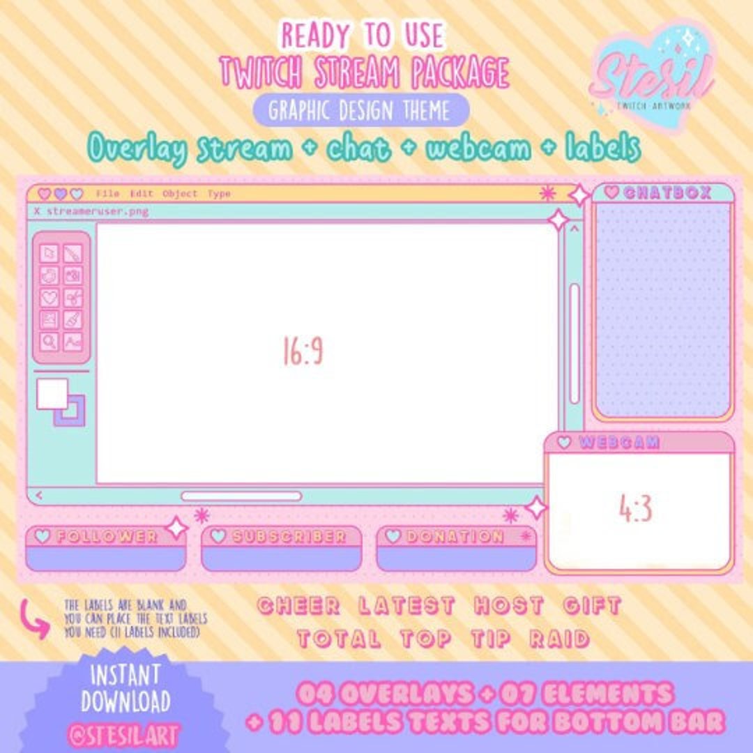 04 Twitch Overlay Elements / Graphic Design Theme / Aesthetics / Paint ...