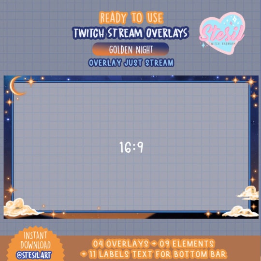 ANIMATED Twitch Stream Package / GOLDEN Night Theme / Sky / Magic ...