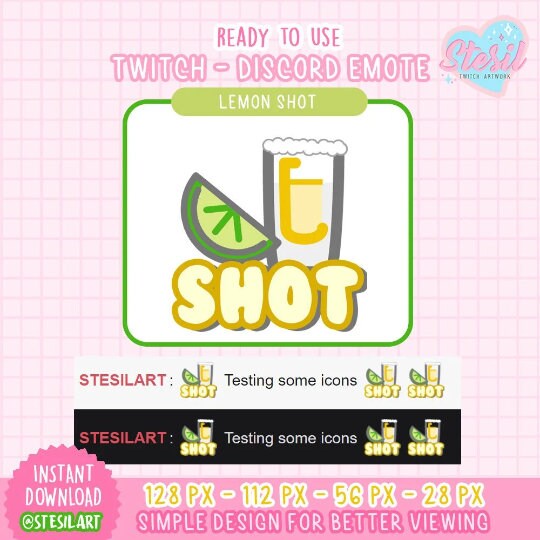 Twitch Emote / LEMON SHOT / Pastel / Drink / Shots / Party / Kawaii ...