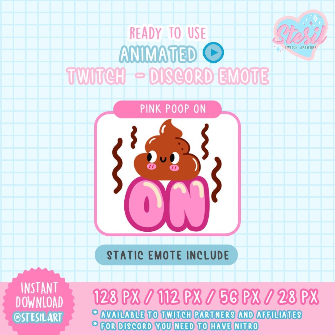 ANIMATED and STATIC Twitch - Discord Emote / Poop on Emote / Pink Color ...