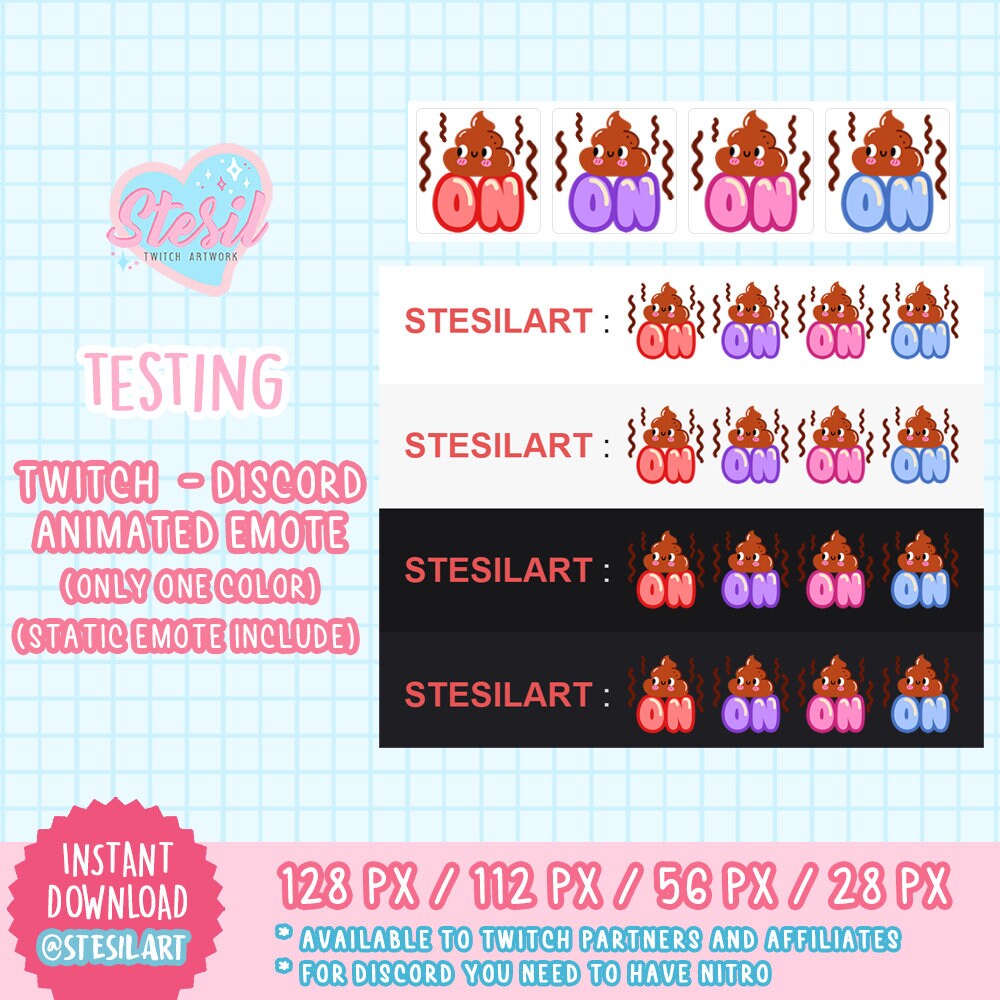 ANIMATED and STATIC Twitch Discord Emote / Poop on Emote / Blue Color ...