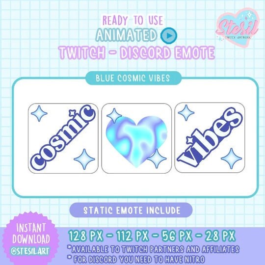 ANIMATED Twitch and Discord Emote / Cosmic Vibe / BLUE Color / Astral ...
