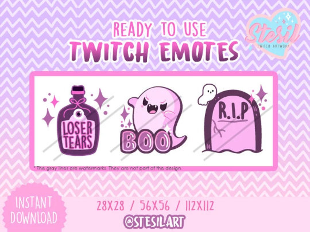 Twitch Emotes 03 Pack / BOO / RIP / Loser Tears / Halloween / Kawaii ...