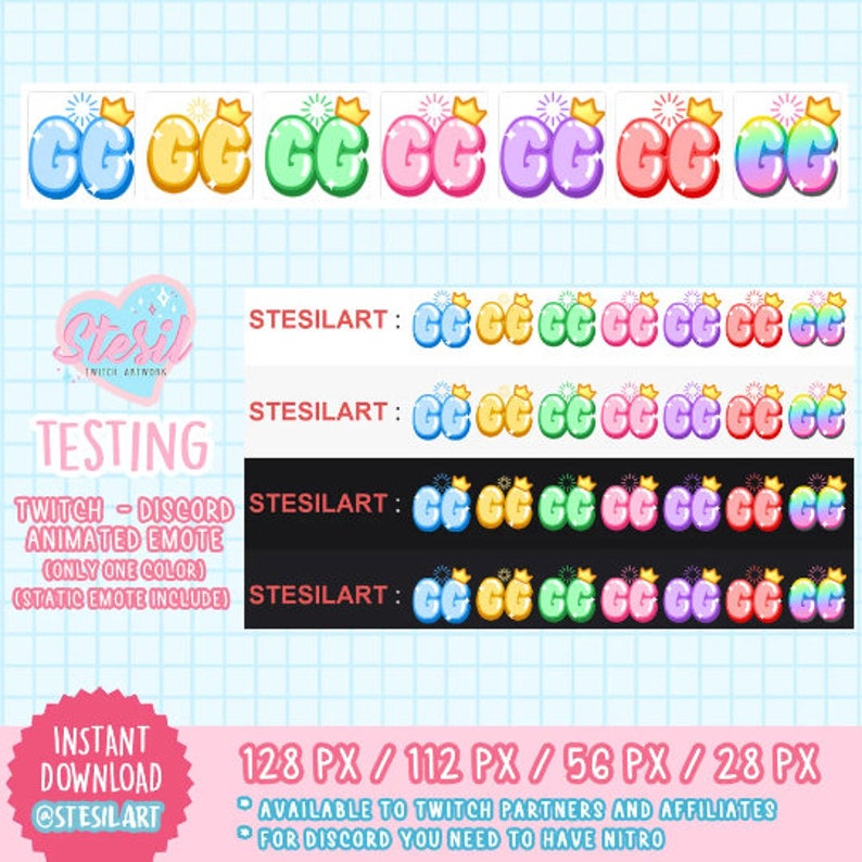 Animated and Static Twitch Discord Emote / GG Sparkle / GOLD Color ...