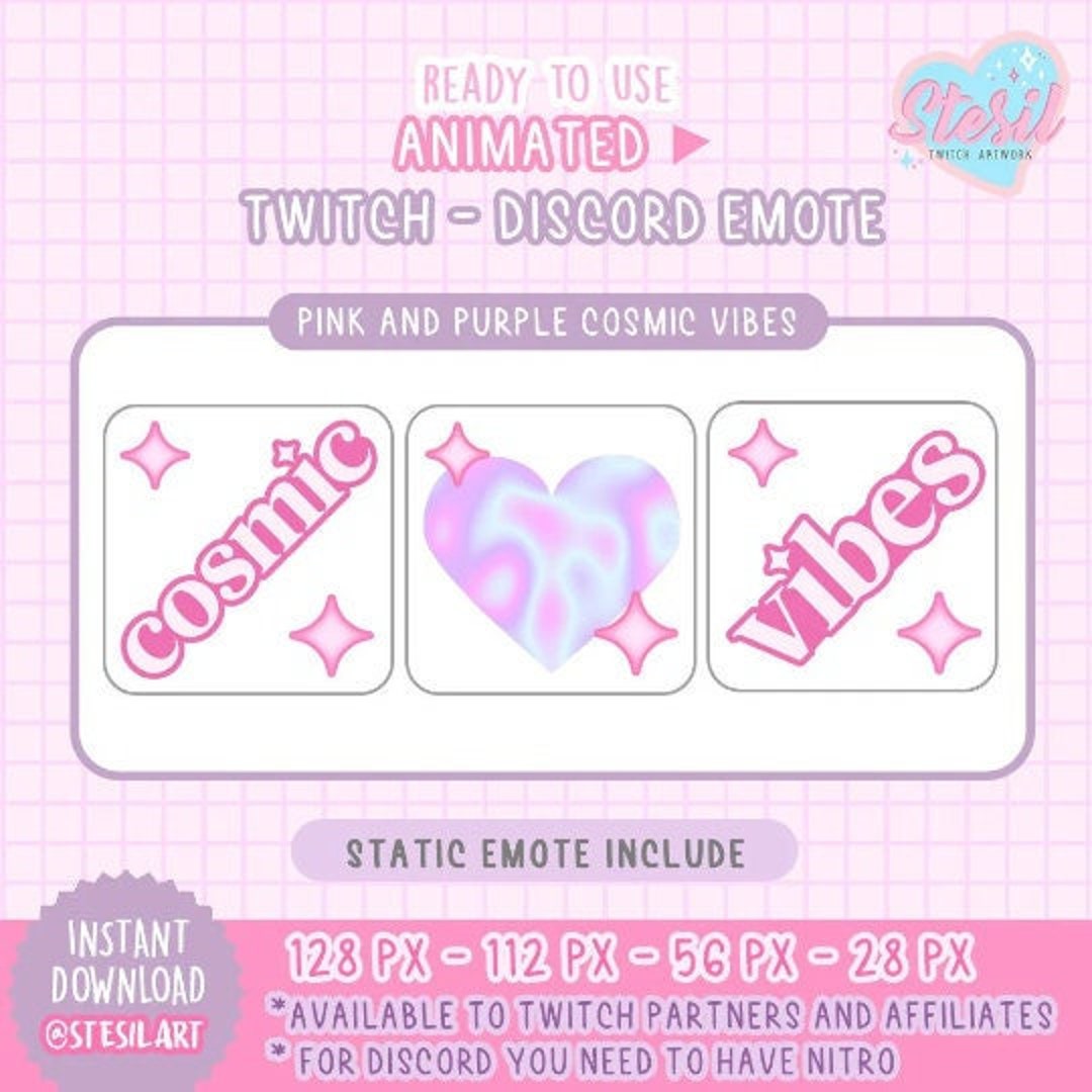 ANIMATED Twitch and Discord Emote / Cosmic Vibe / Pink and Purple Color ...
