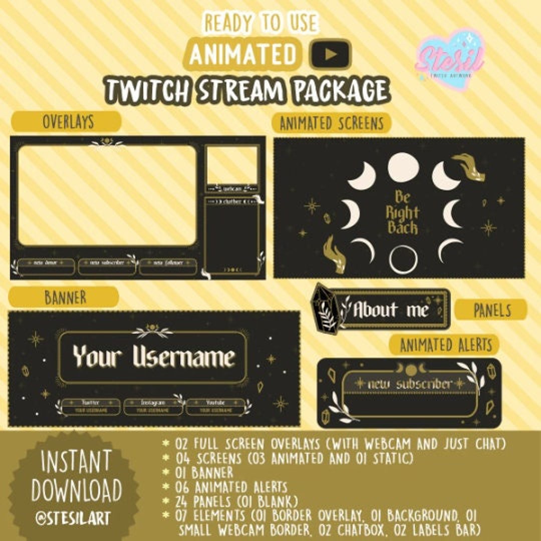 ANIMATED Twitch Stream Package / Esoteric / CONSTELLATION / Dark Sky ...