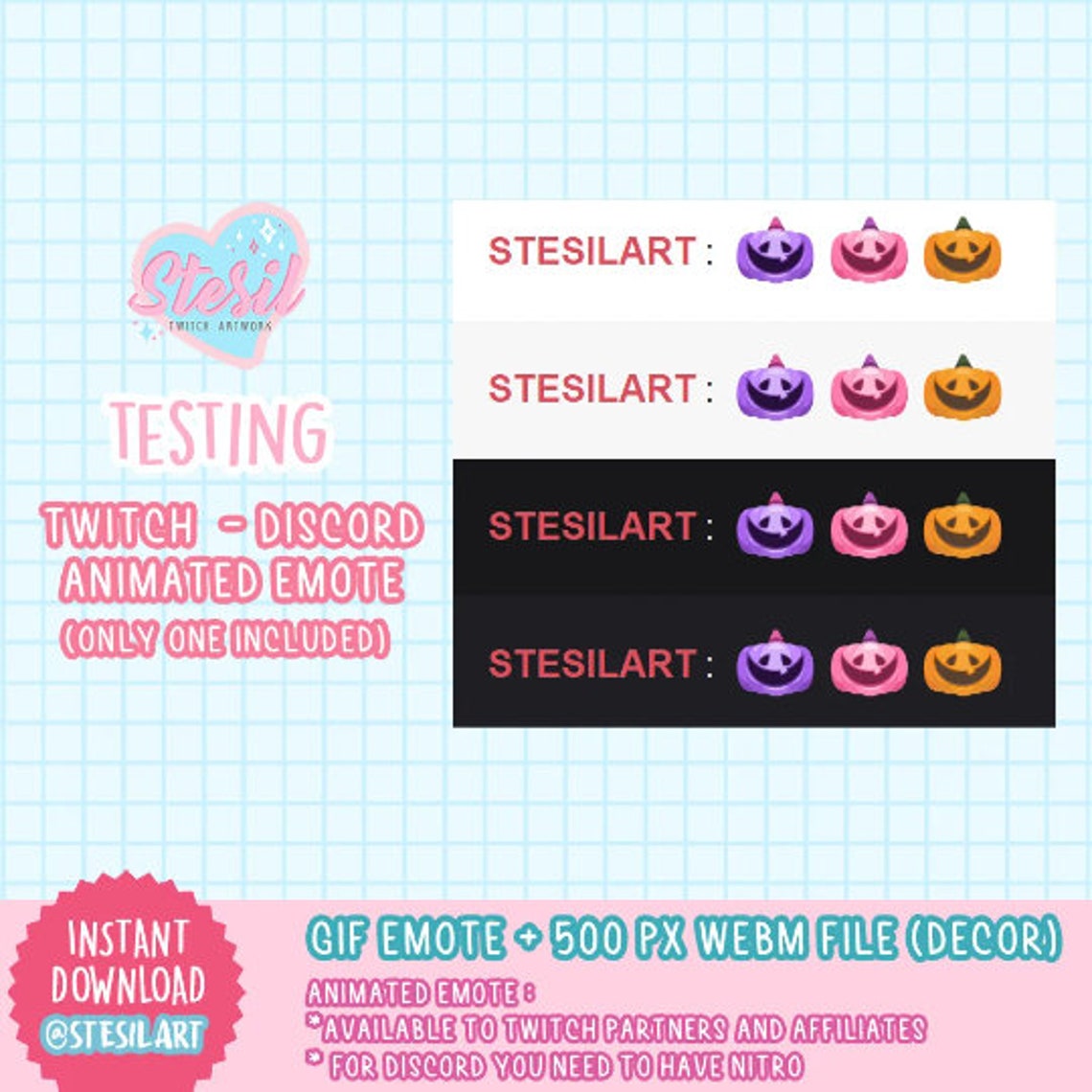 ANIMATED Twitch Discord Emote and Stream Decor / PINK Scary Pumpkin ...