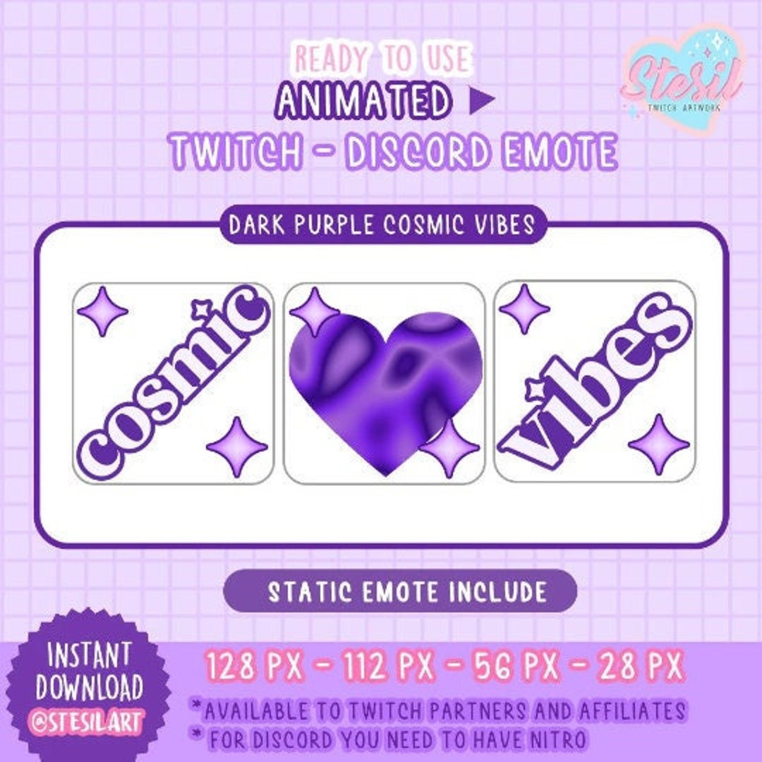 ANIMATED Twitch and Discord Emote / Cosmic Vibe / Dark Purple Color ...