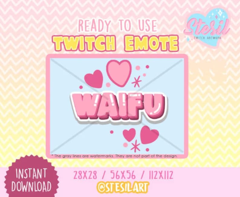 Twitch Emote / WAIFU / Pastel / Kawaii / Streamer Graphics - Etsy