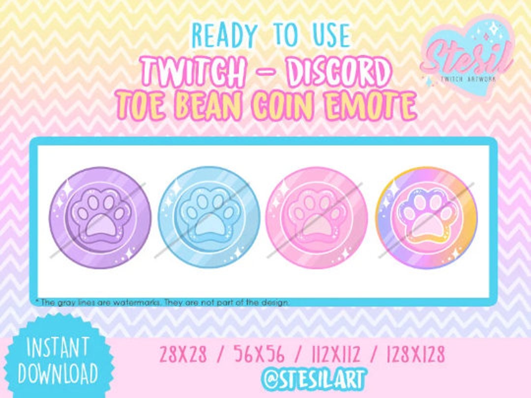Twitch and Discord Emotes 04 Pack / Toe Bean Coin / Paw / Channel Point ...