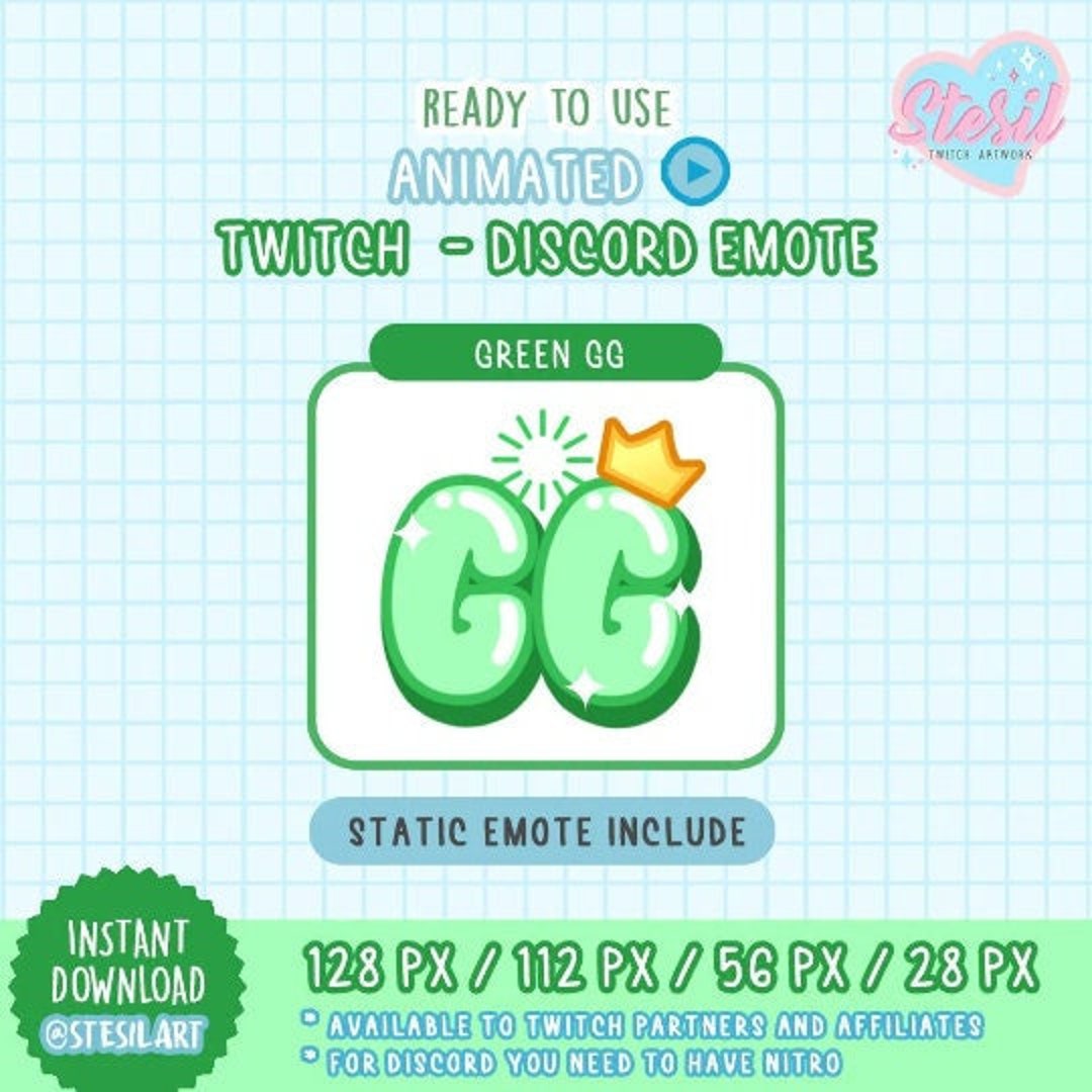 Animated and Static Twitch Discord Emote / GG Sparkle / GREEN Color ...