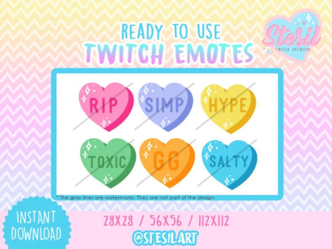 Twitch Emotes / Hearts / RIP / Simp / Hype / Toxic / GG / Salty ...