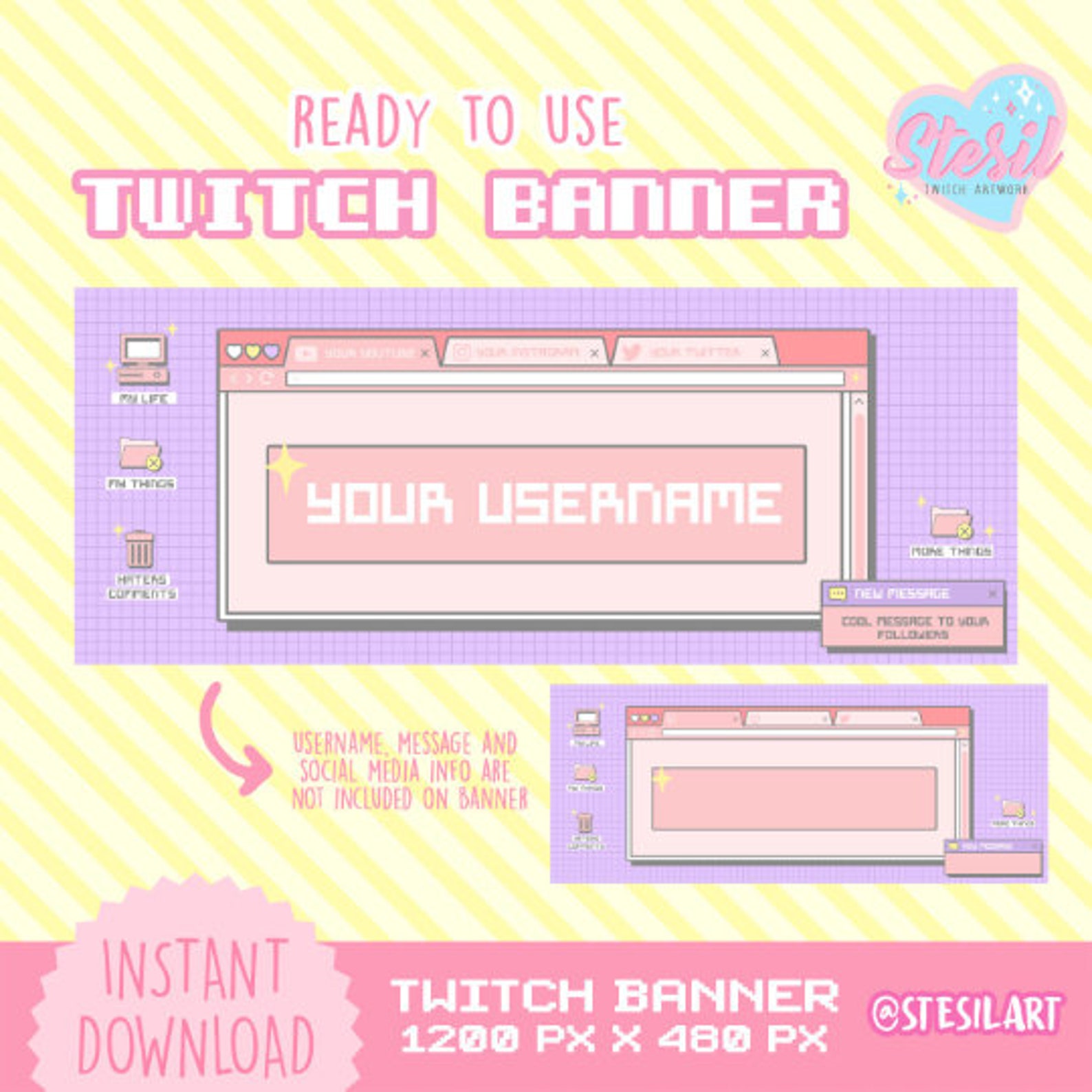 ANIMATED Twitch Stream Package / Web Browser / Aesthetic / 90s ...