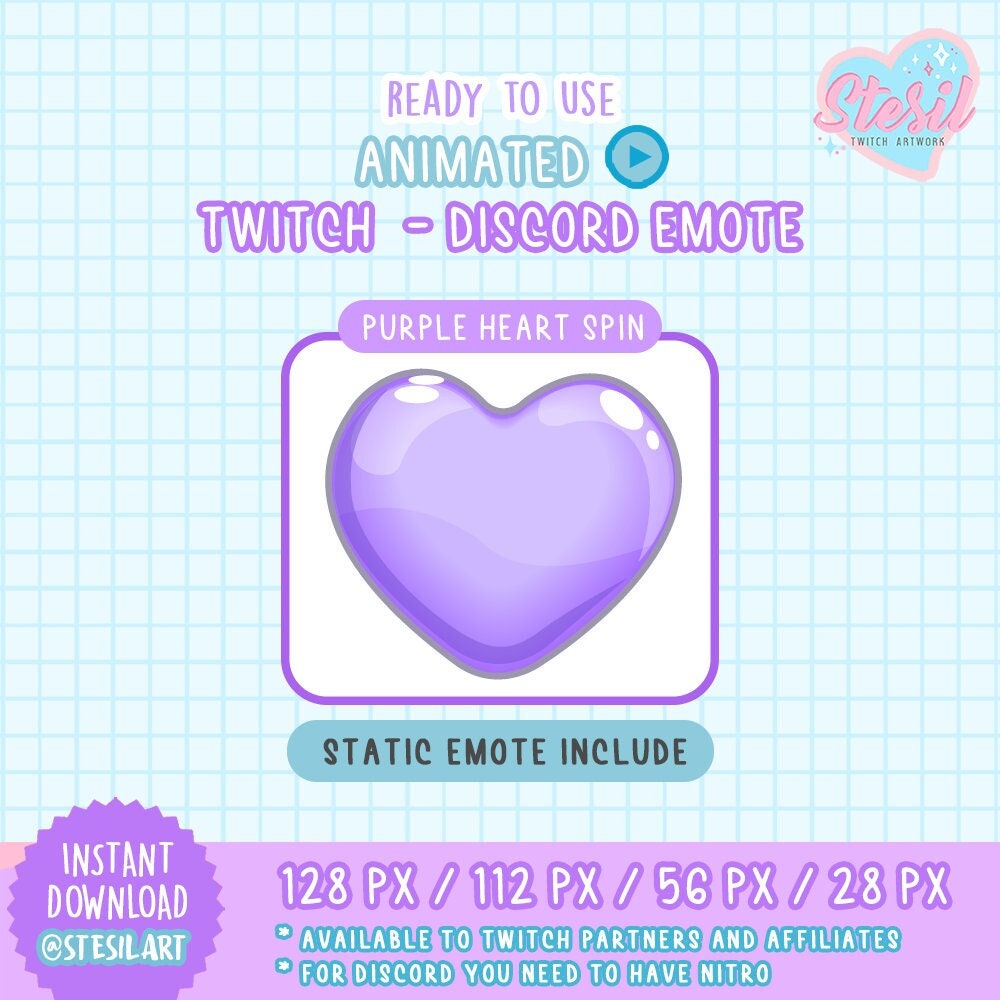 ANIMATED Twitch and Discord Emote / HEART Spin / Purple Color Valentine ...