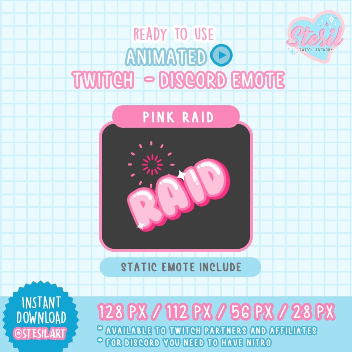 ANIMATED Twitch and Discord Emote / Raid Sparkle / PINK Color - Etsy