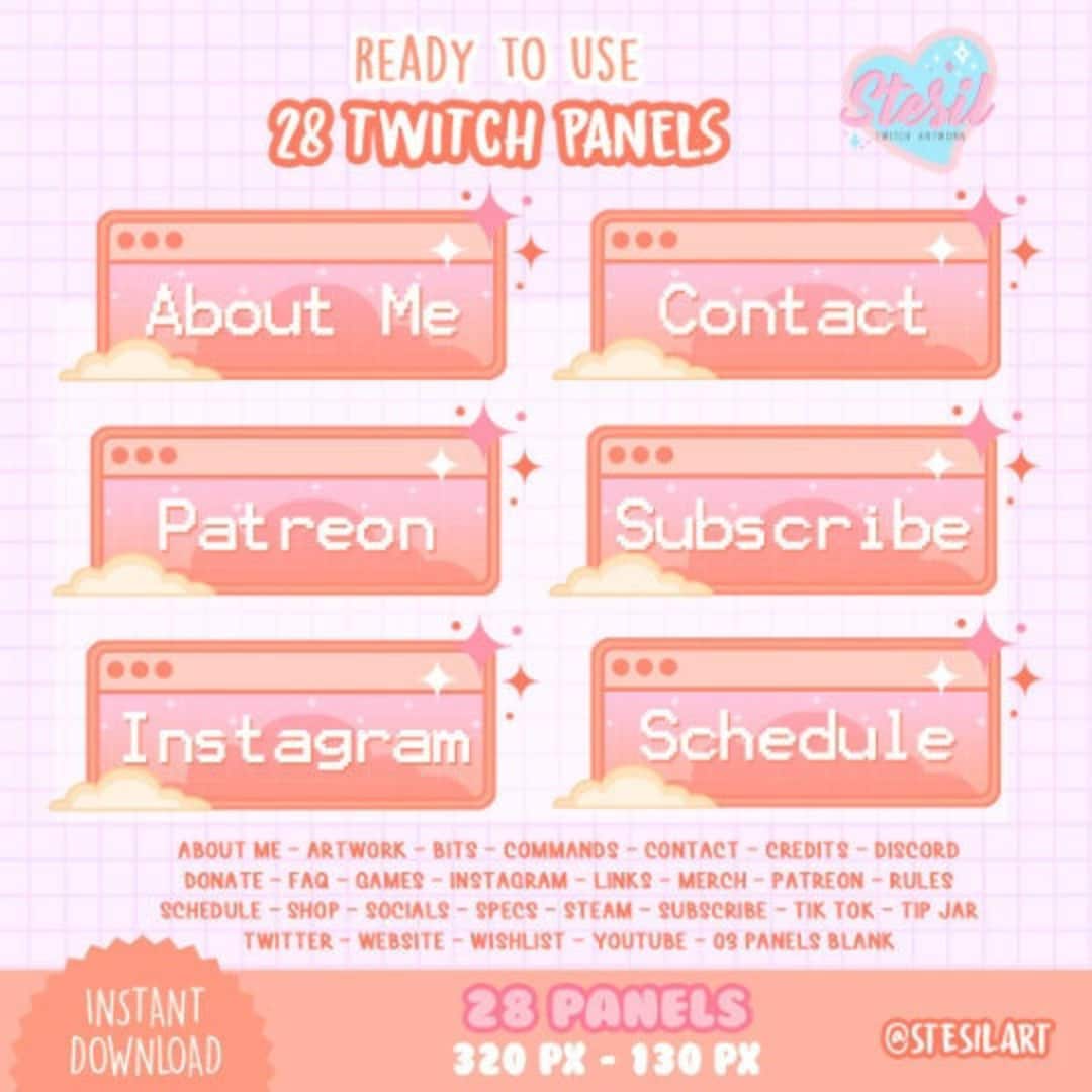 28 Twitch Panels / Cute and Aesthetic Dream of Salmon Sky Theme ...