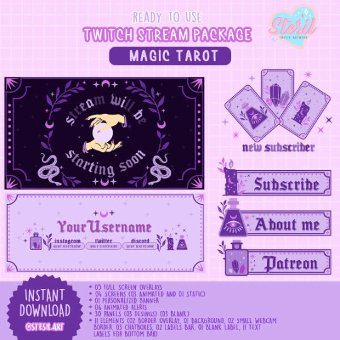 ANIMATED Twitch Stream Package / Magic Tarot Theme / Esoteric / Magic ...