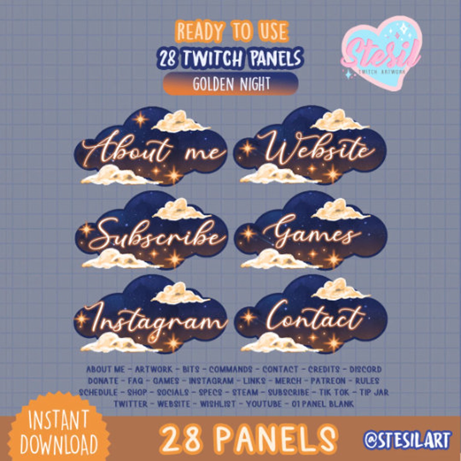 ANIMATED Twitch Stream Package / GOLDEN Night Theme / Sky / Magic ...