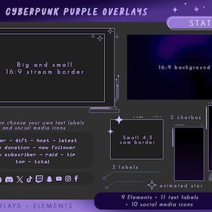 ANIMATED Twitch Stream Package / Cyber Punk Purple Theme / Overlays ...