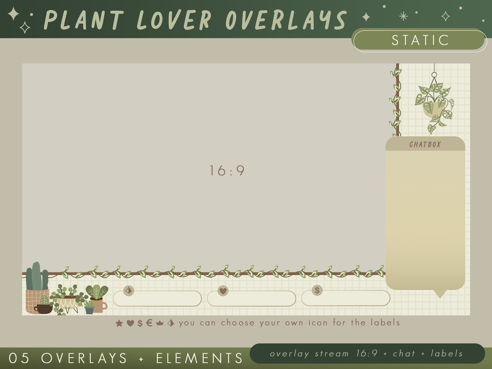 ANIMATED Twitch Stream Package / PLANT LOVER Theme / Overlays ...