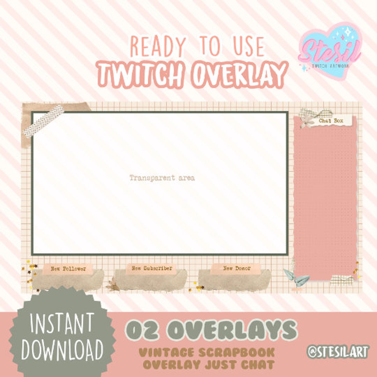 Twitch Overlay / Aesthetic / Scrapbook / Streamer / Vintage / Nature ...