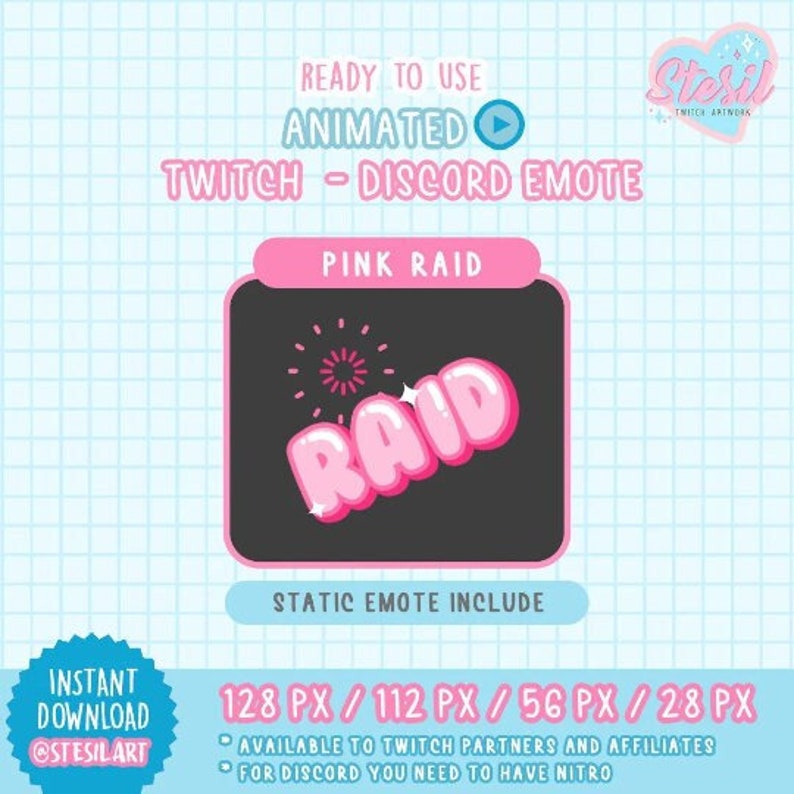 ANIMATED Twitch and Discord Emote / Raid Sparkle / PINK Color - Etsy