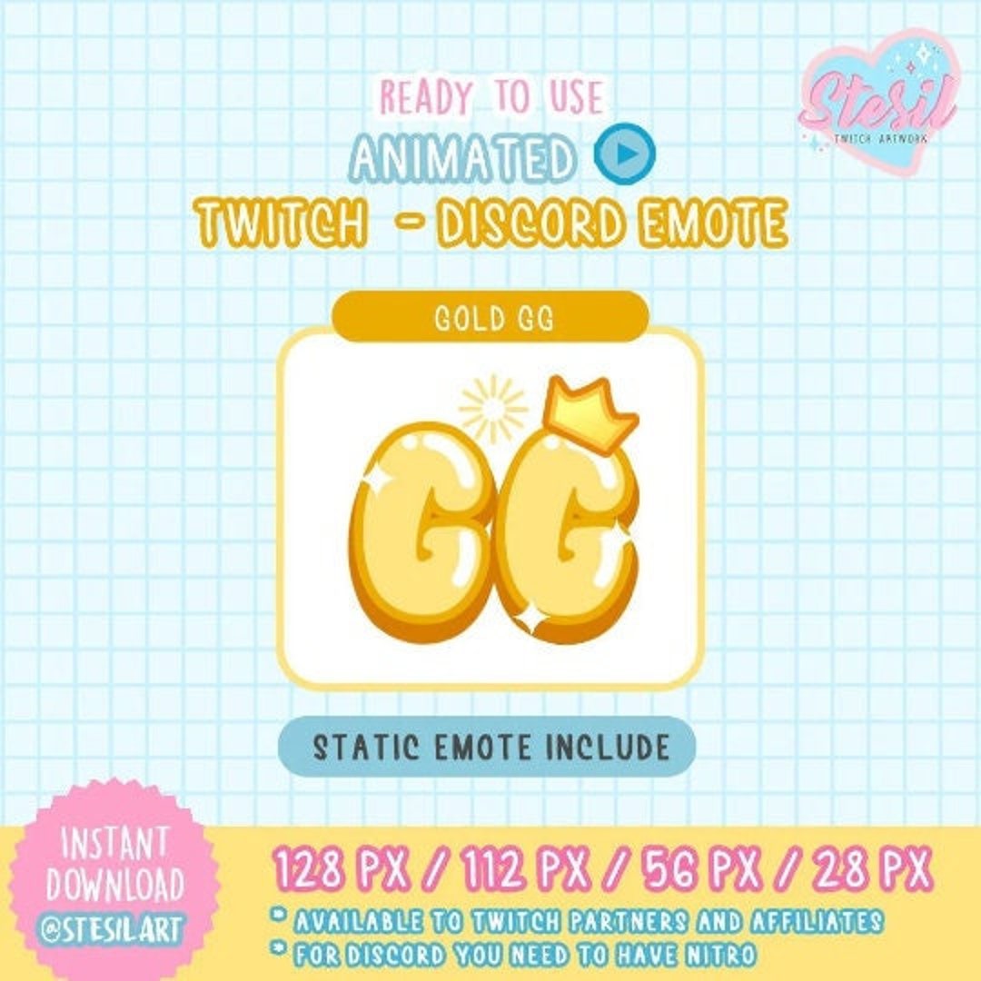 Animated and Static Twitch Discord Emote / GG Sparkle / GOLD Color ...