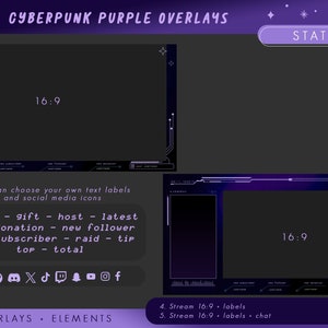ANIMATED Twitch Stream Package / Cyber Punk Purple Theme / Overlays ...